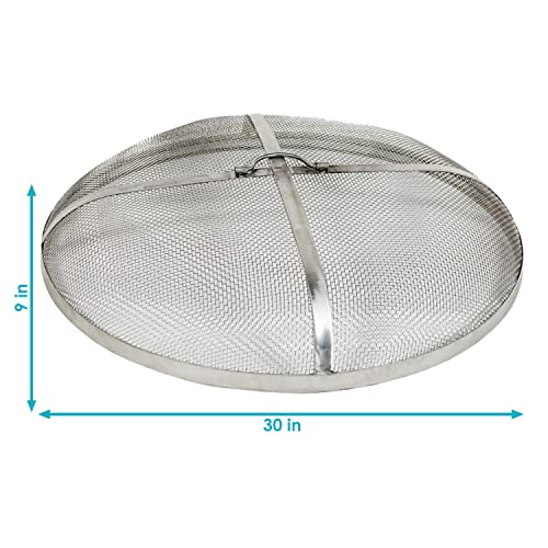 Sunnydaze Rust-Resistant Stainless Steel Fire Pit Spark Screen Cover - 30-Inch Diameter