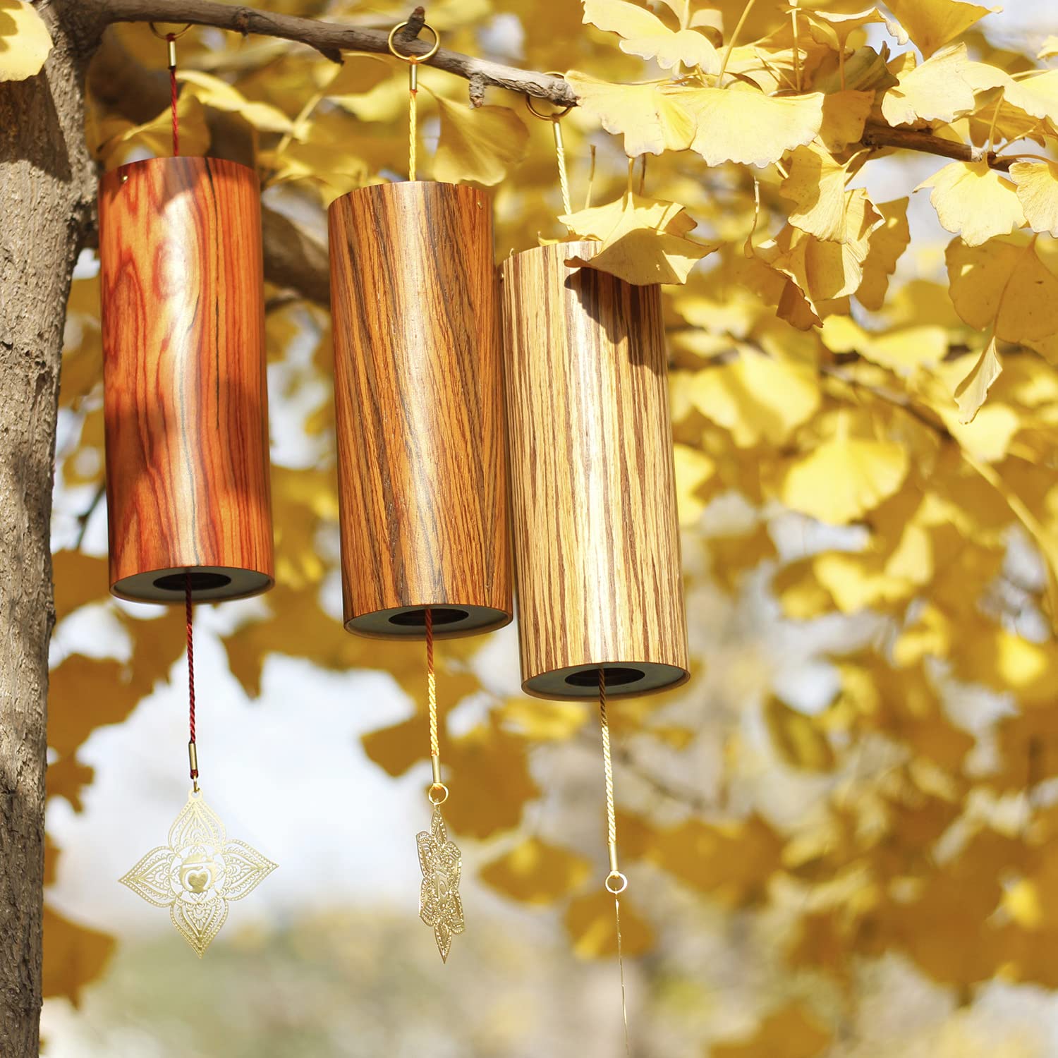 Mowind Chakra Chimes Natural Bamboo Wind Chimes Meditation Chord Windchime Wind Bell for Home Decoration Zen Mindfulness Sacral Chakra