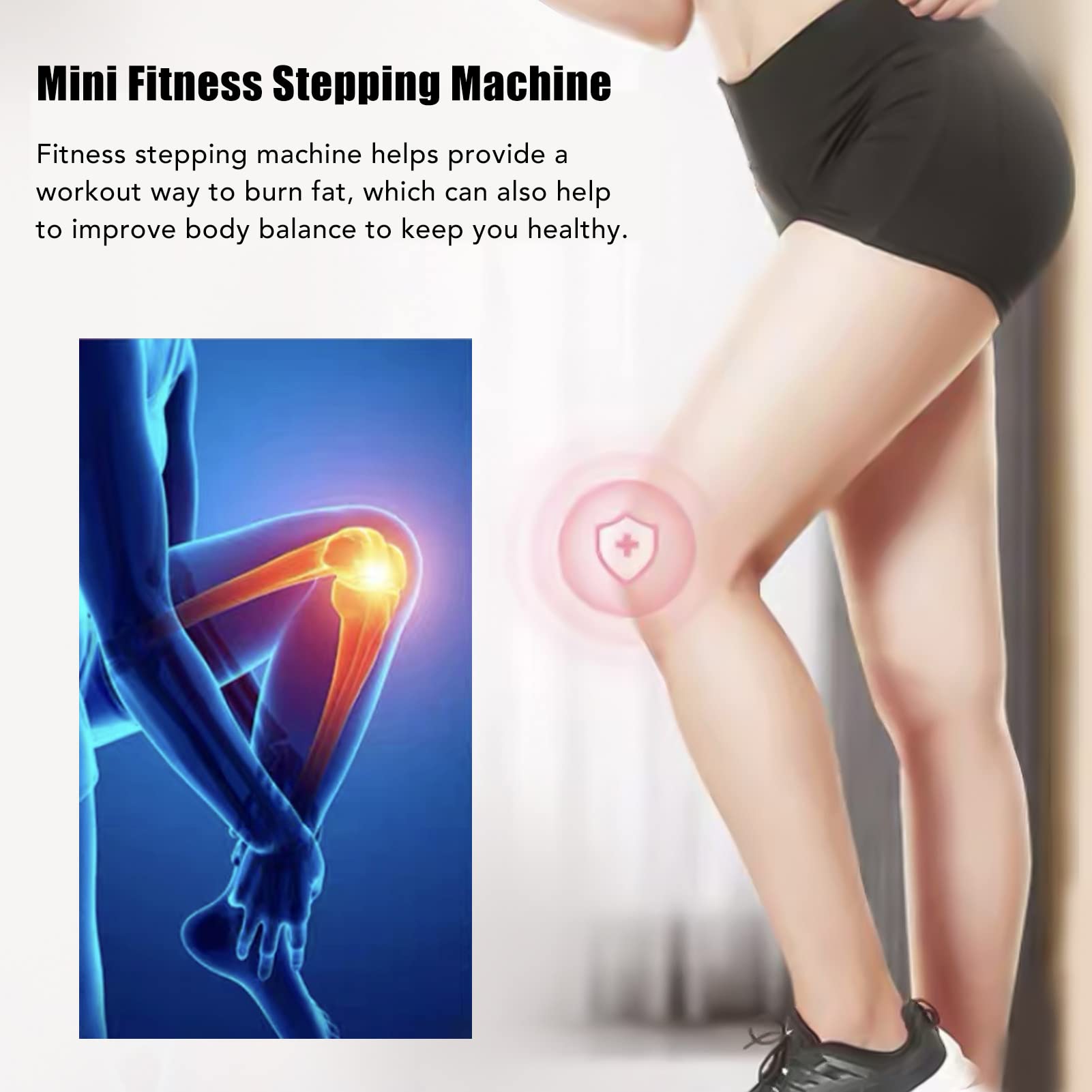Mini Fitness Stepper, 9 Gears Compact Size Improve Flexibility Fitness Stepper Leg Slimming Reduce Joint Pain for Home Use (110V US Plug)