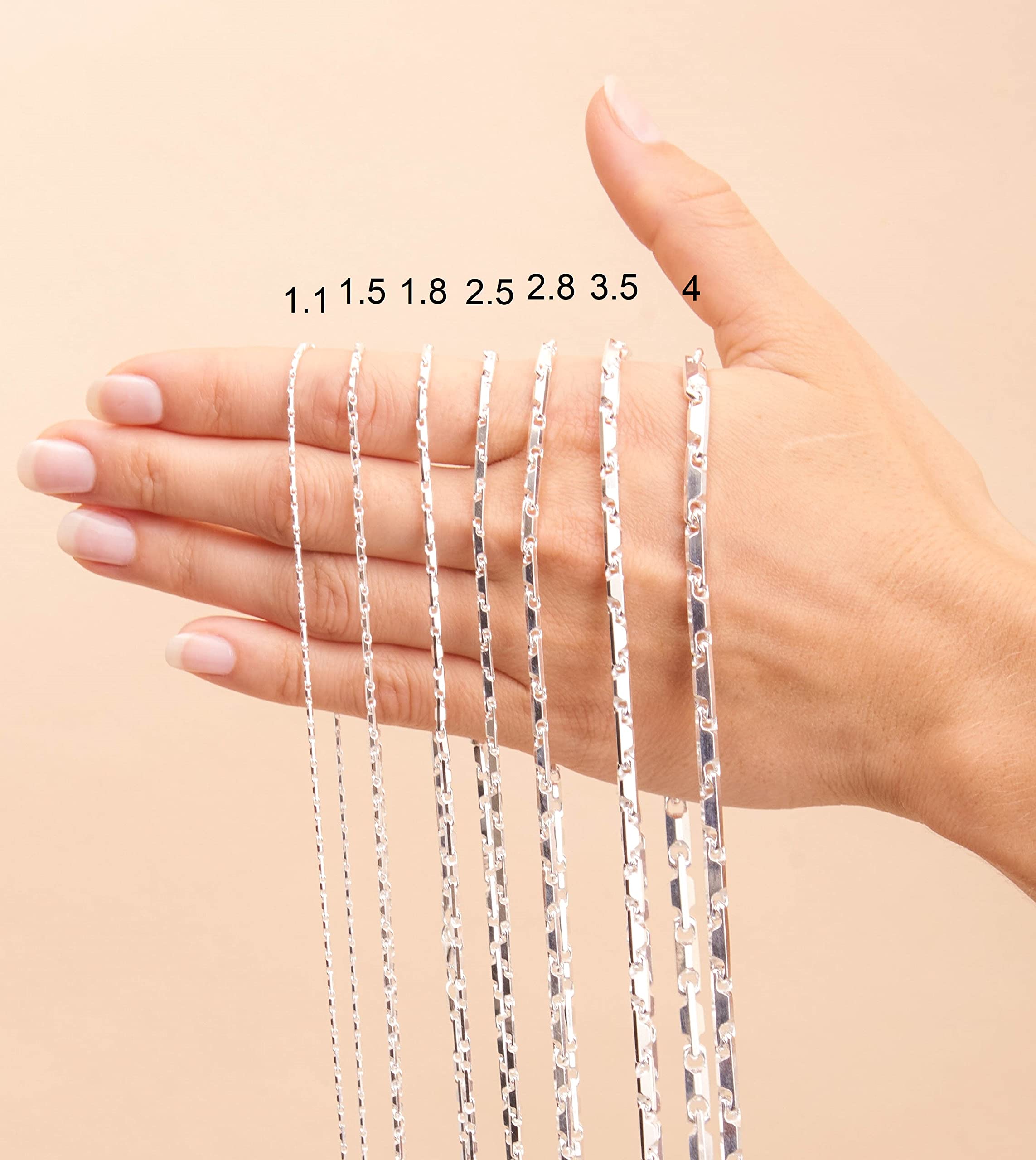 Olive & Chain 925 Sterling Silver Heshe Link Chain Necklace, Men’s & Women’s