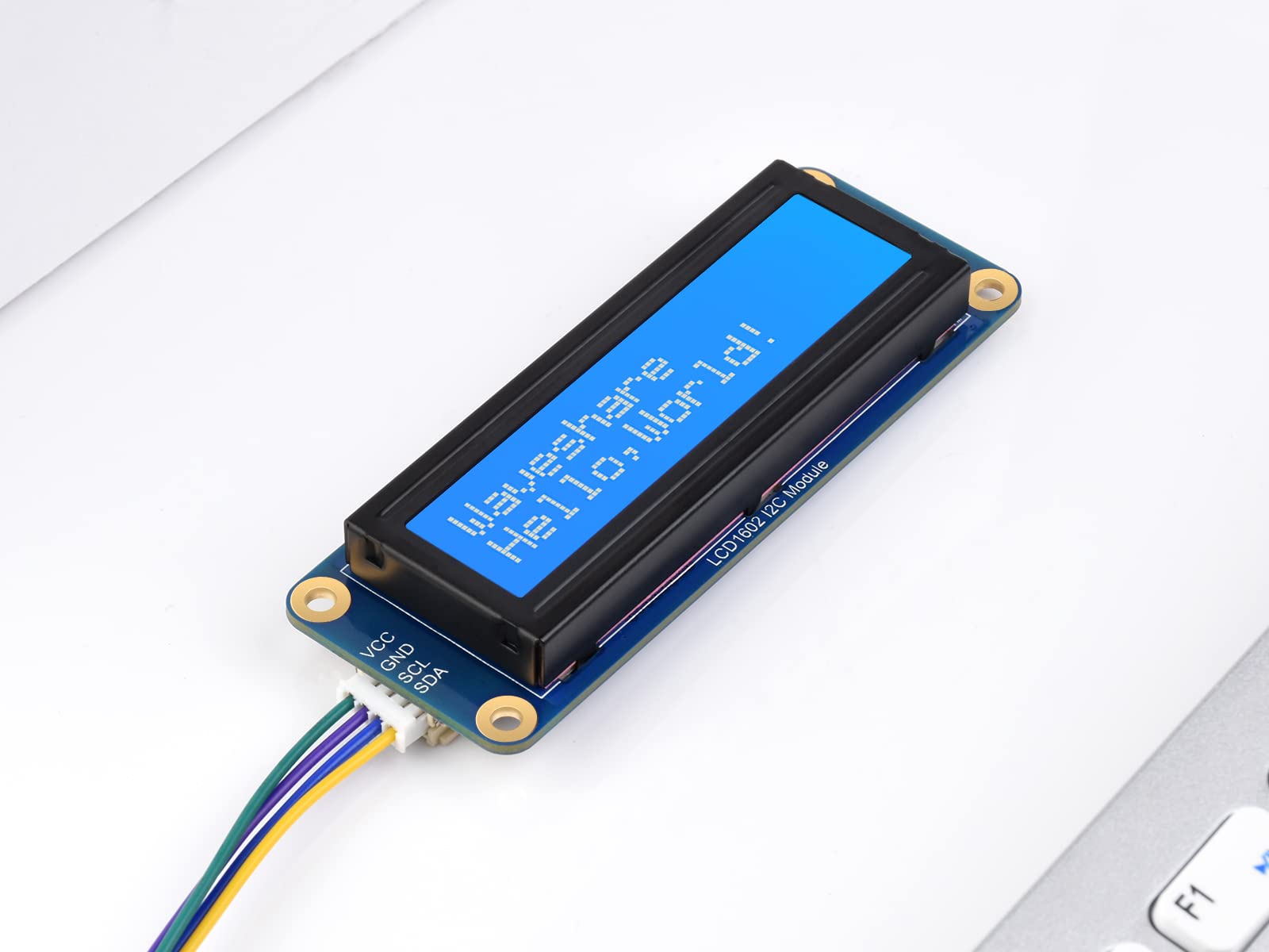 waveshare LCD1602 I2C Module AiP31068 Controller,16x2 Characters LCD Display,White Color with Blue Background 3.3V/5V, for Arduino/Raspberry Pi/Raspberry Pi Pico/Jetson Nano/ESP32/STM32