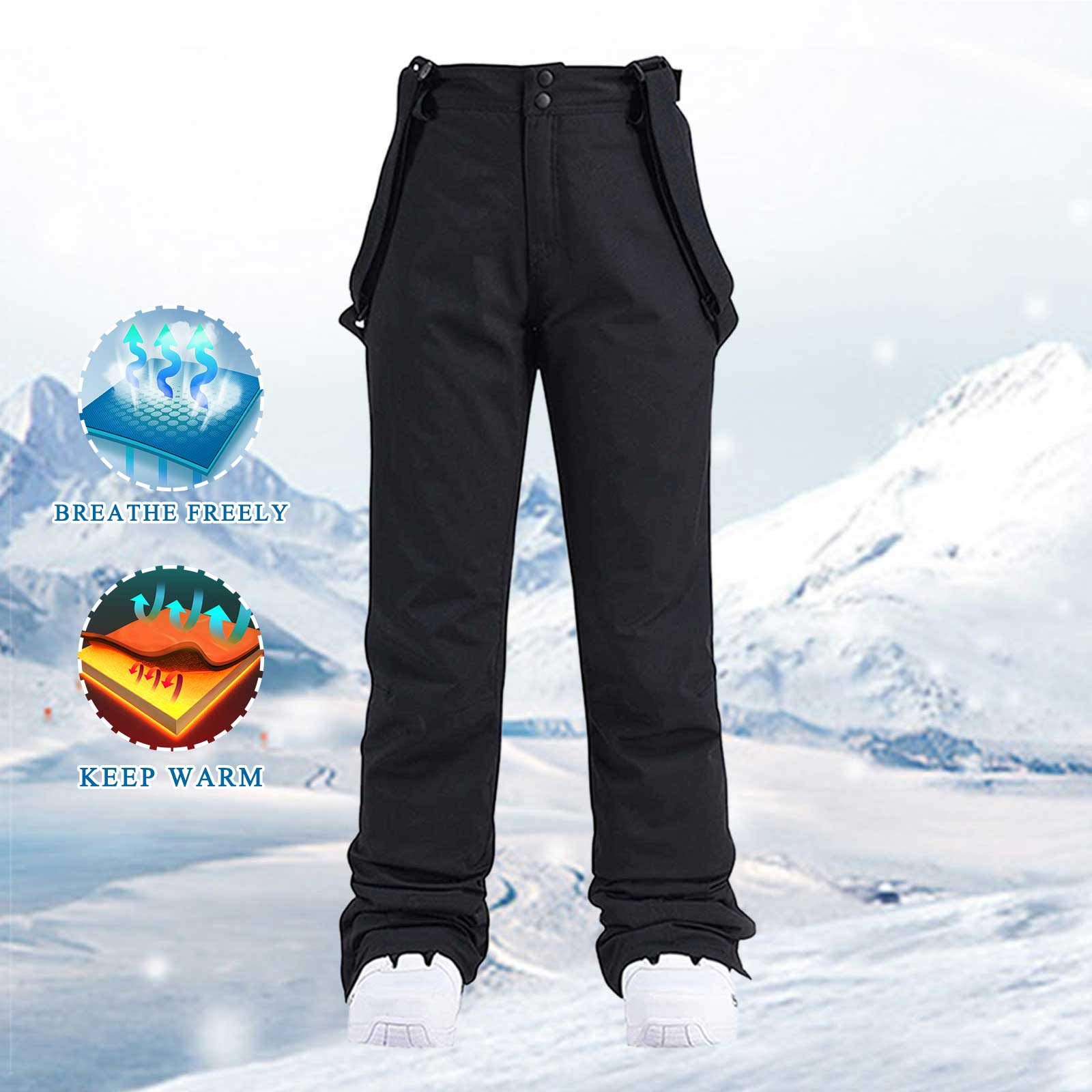 LULUZ Women's Ski Bibs Snow Pants Waterproof Insulated Winter Snowboard Outdoor Hiking Black