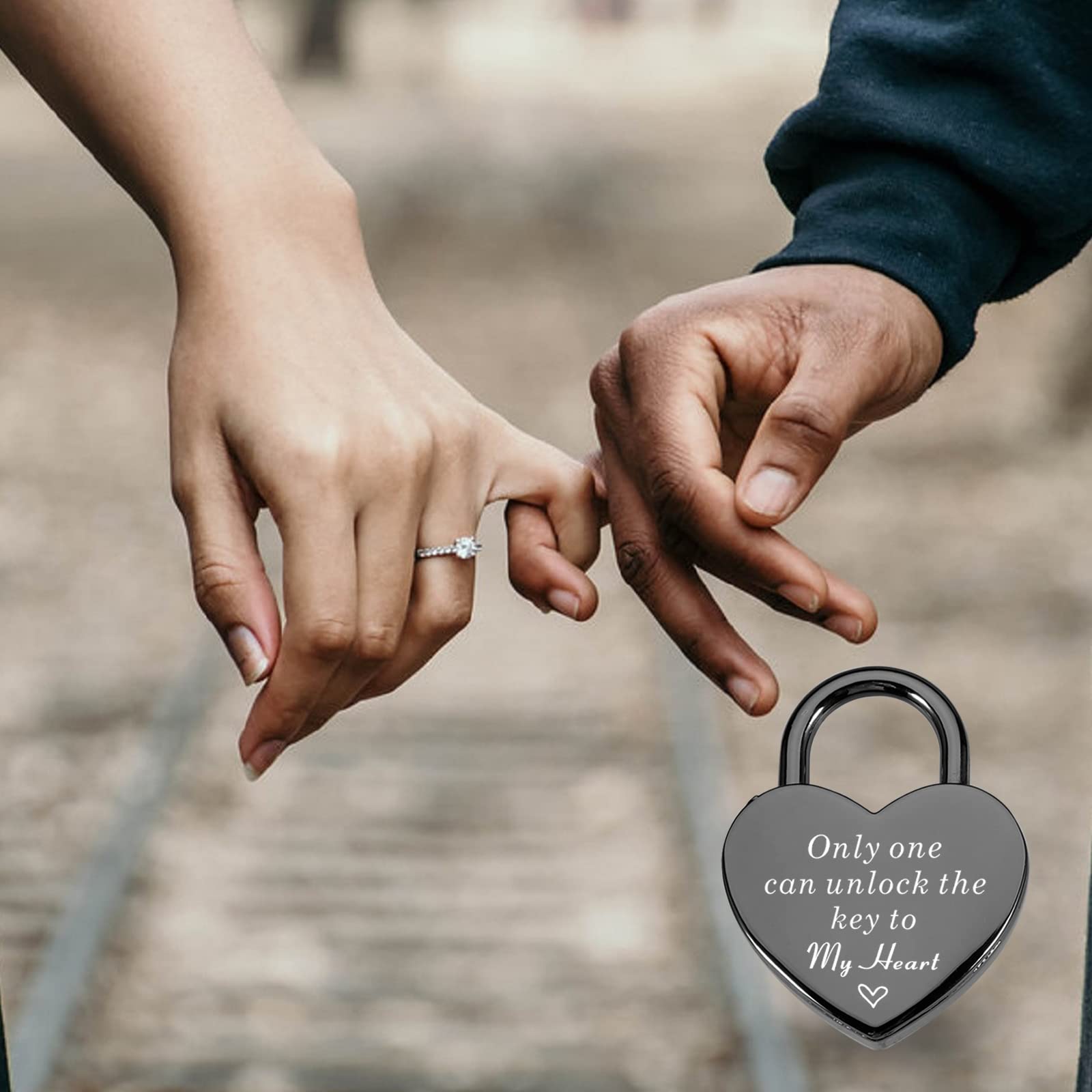 Trikalika Love Lock Key Lock Heart Shaped Keepsake for Couples, Black, 30mm x 25mm