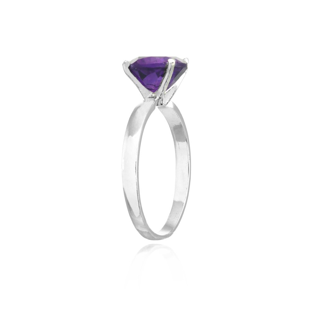 Ice Gems Sterling Silver African Amethyst 8mm Round Solitaire Bridal Engagement Ring, Size 5