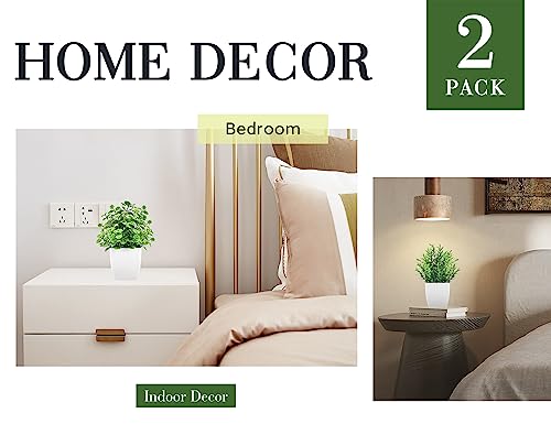ZJIA 2 Packs Fake Plants Small Artificial Greenery Faux Plants Indoor for Home Farmhouse Bathroom Shelf Decor
