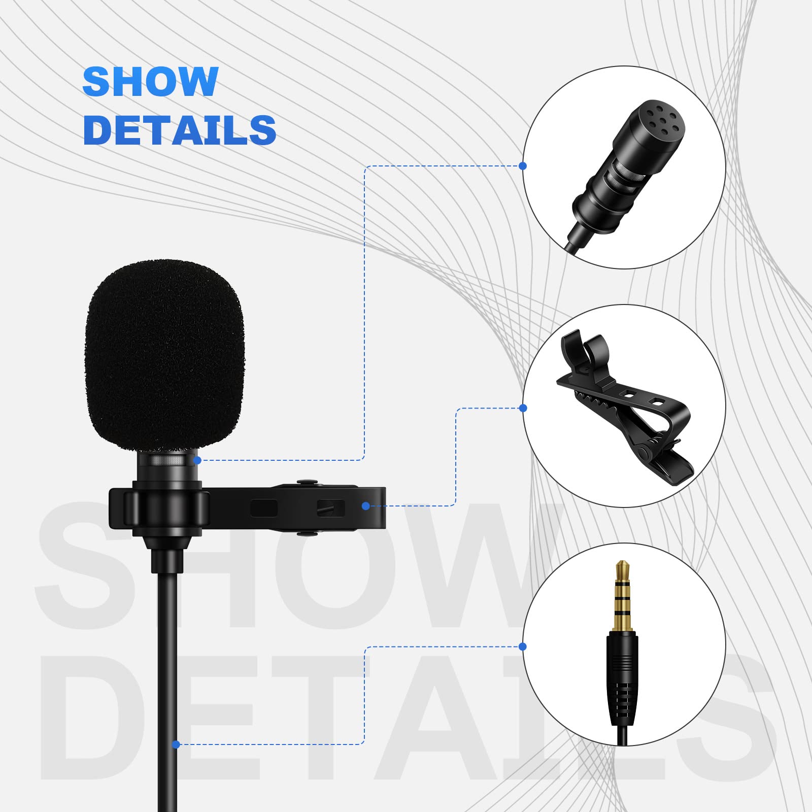 Mini Microphone for iPhone & Android Smartphone, Premium Lavalier Lapel Microphone for YouTube, Tiktok, Video, Interview, Professional Recording Microphone, Noise Cancellation, Great Sound Quality