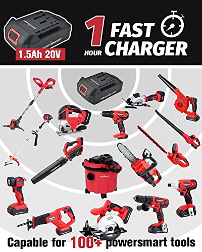 PowerSmart Cordless Drill Driver, 20V Drill Driver Brushes, 300 in-lb Torque Impact Drill Driver, 3/8'' Chuck, Power Drill Driver Built-in LED, 1.5Ah Lithium-Ion Battery & Charger Included
