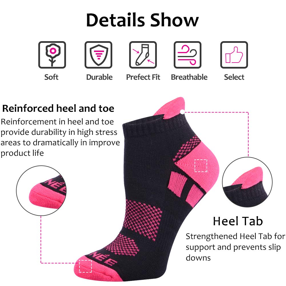 JOYNÉE Womens-Ankle-Athletic-Socks Low Cut Sports Running Socks 7 Pairs Days of the Week Socks