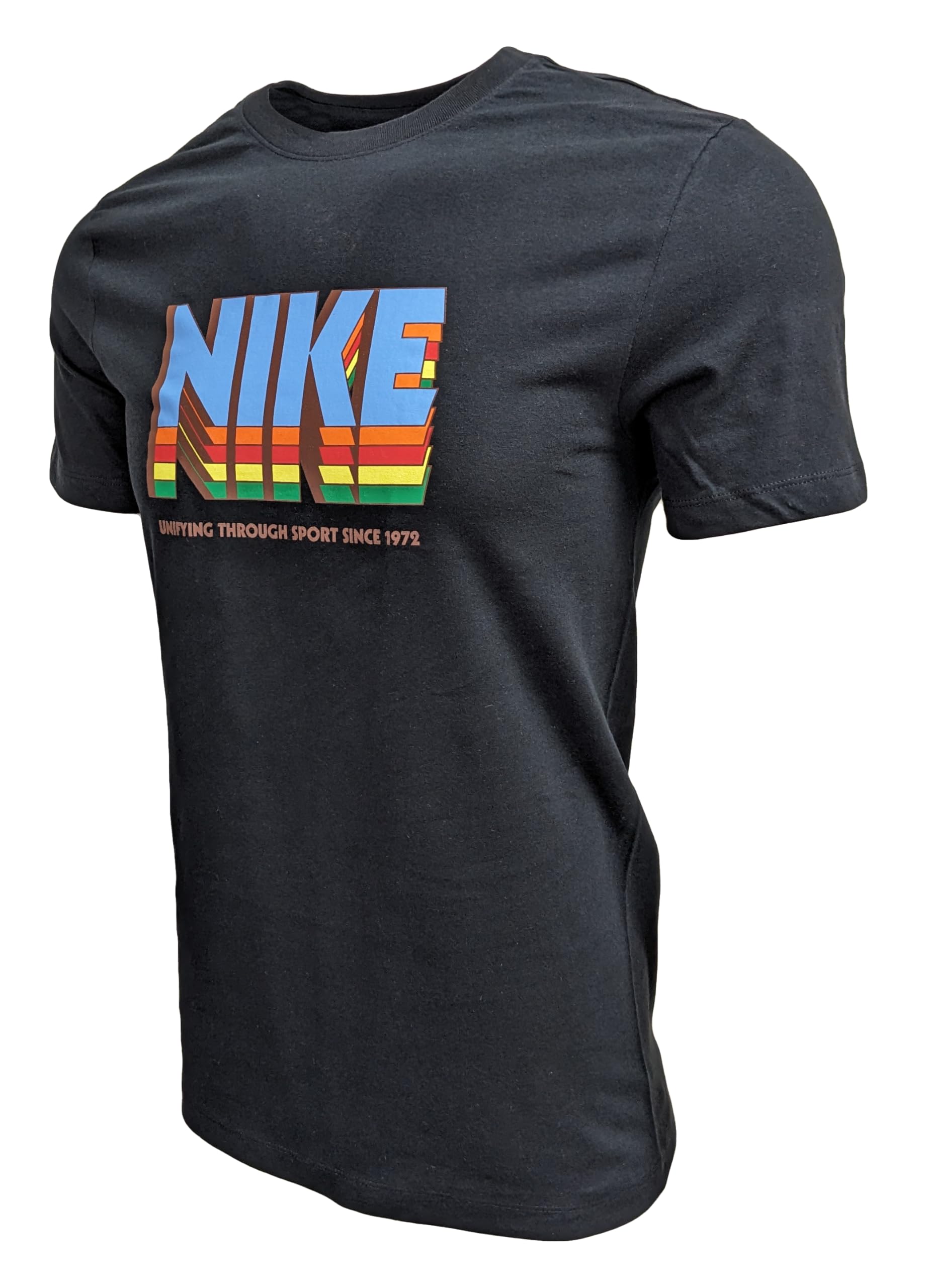 Nike Mens Italic Graphic Logo Crewneck T-Shirt (X-Large, Olive Green/Light Green/White Swoosh)