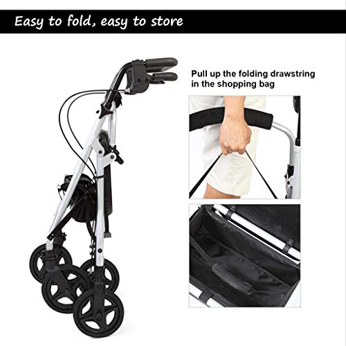Walker,Lightweight Walkers with Brake, Seniors Aluminum Rollator Walker with Seat, Basket and Wheels, Adjustable Height, Backrest Outdoor,Supports 220 lbs