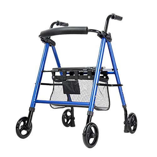Walker,Rollator 4 Wheel Lightweight Folding Walker Frame with Underseat Basket Adjustable Seat and Handle Height Walking Mobility Aid Foldable Walking aids with Seats and Wheels That fold Outdoor