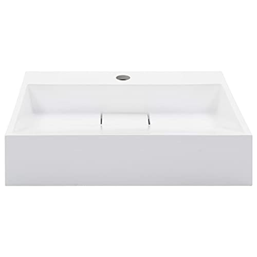 Wash Basin 19.7"x15"x5.1" Mineral Cast/Marble Cast White,Mineral Cast Vessel Sink: Chic and Timeless for Bathrooms and More Bath Fixtures,Bathroom Sinks
