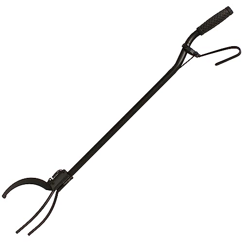 Redneck Convent Heavy-Duty Log Grabber Fire Tongs Poker Tool with Spring Handle and 3 Prong, 36in β Place Wood on Campfire Fireplace