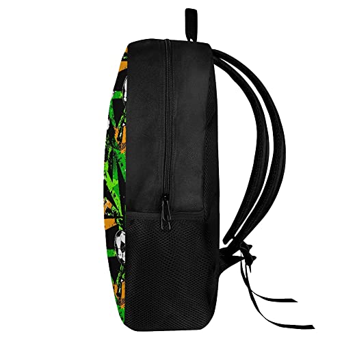ZOCANIA Soccer Theme Backpacks for Kids Stationery Lightweight School Bag Casual Daypack 17 Inch Large Capacity for Elementary School/Middle School/High School/College