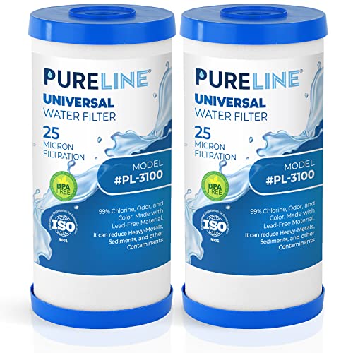 Pureline FXHTC 25 Micron 10" x 4.5" Replacement for GE FXHTC, GXWH40L, Culligan RFC-BBSA, W50PEHD, GXWH40L, GXWH35F, GNWH38S, DuPont WFHD13001, Pentair Pentek R50-BB, NSF 372 and NSF 42 (2 Pack)
