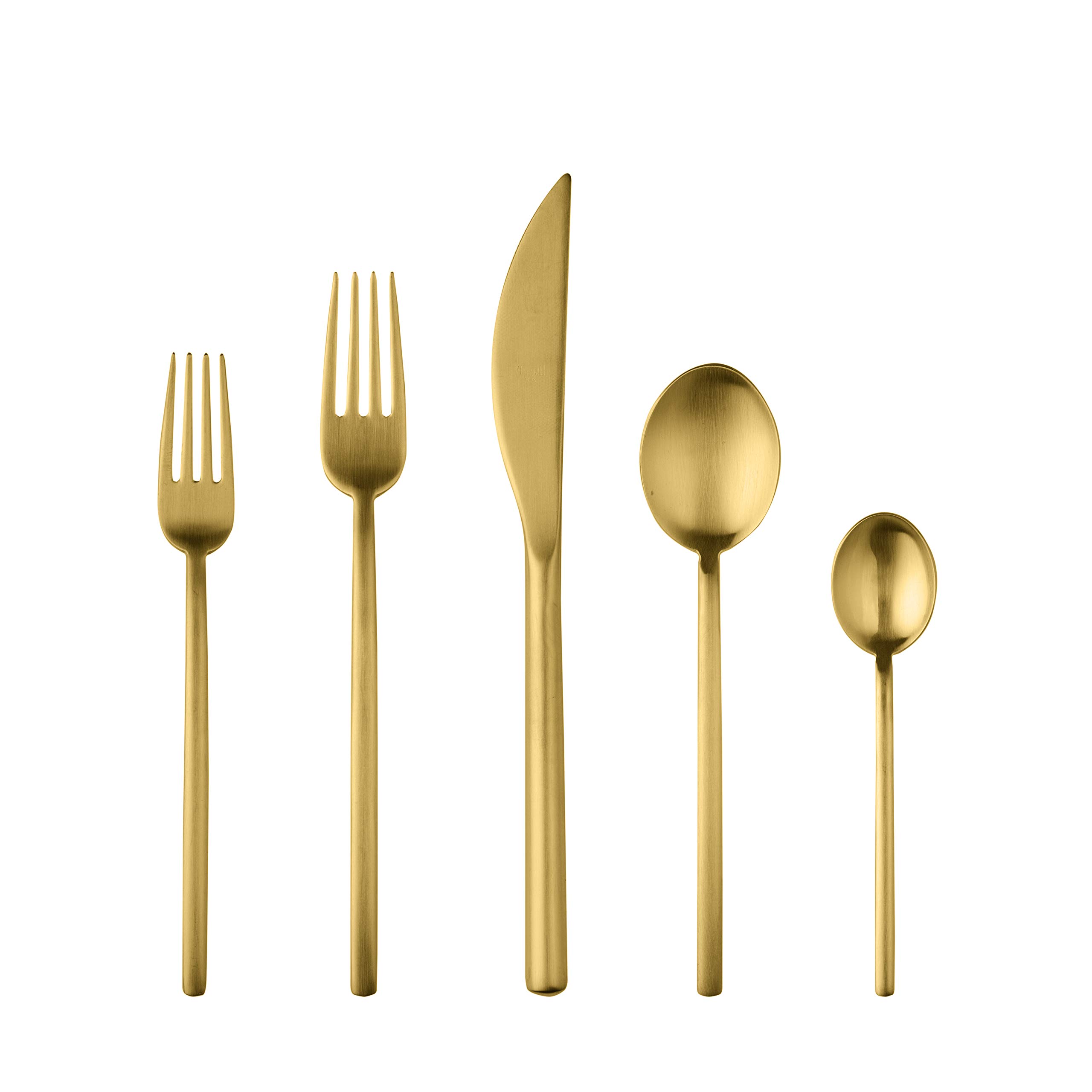 MEPRA, DUE ICE PLACE SETTING, 5 PIECE SET, BRUSHED GOLD FINISH, Medium