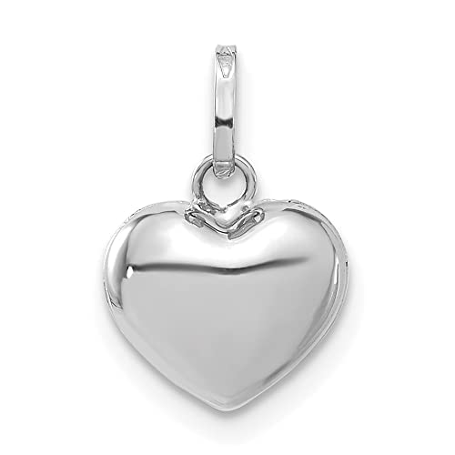 IceCarats 14K White Gold Heart Necklace Love Pendant Charm Only
