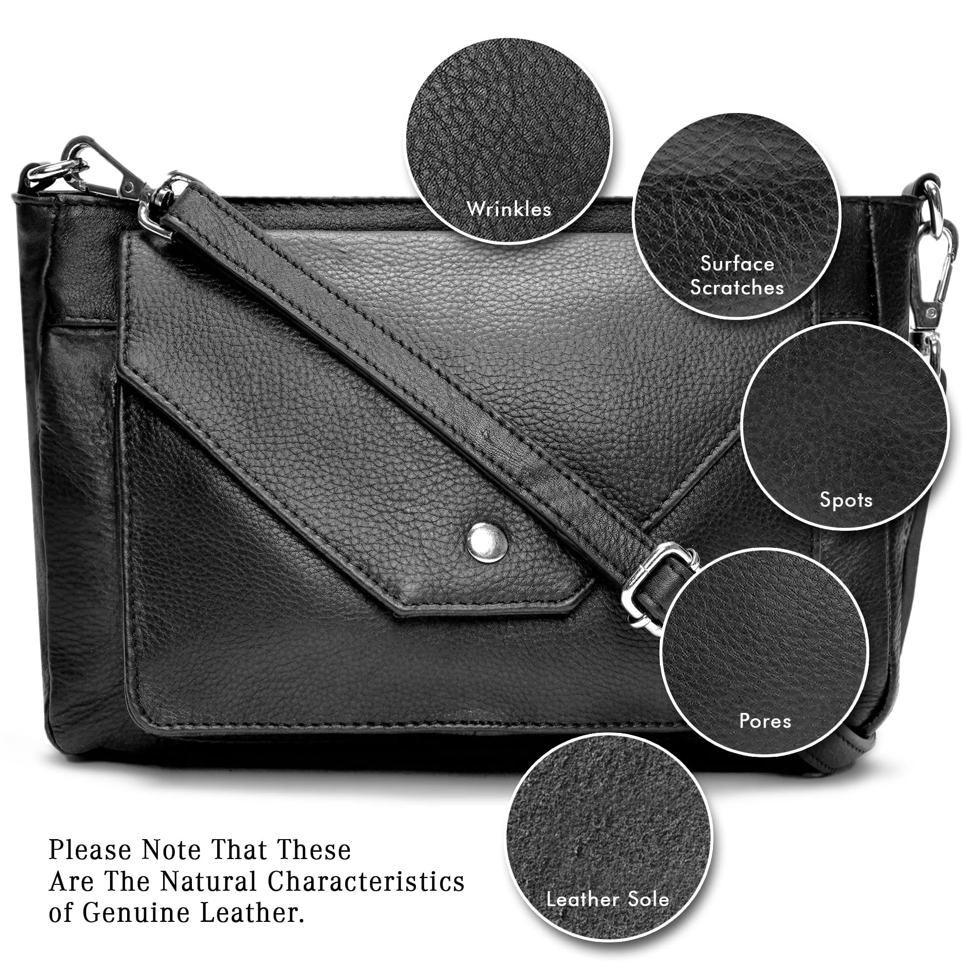 LUXEORIA Genuine Leather Crossbody Bags for Women, Handmade Sling Bag, Adjustable Straps, Trendy Unisex Cross-Shoulder Purses, Retro - Deep Brown