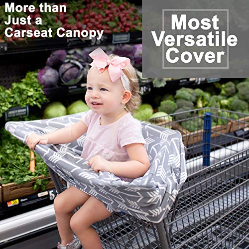 Kids N' Such Baby Blanket and Multi Use Nursing Cover, Car Seat Canopy, Shopping Cart, High Chair, and Stroller Bundle - Grey Arrow
