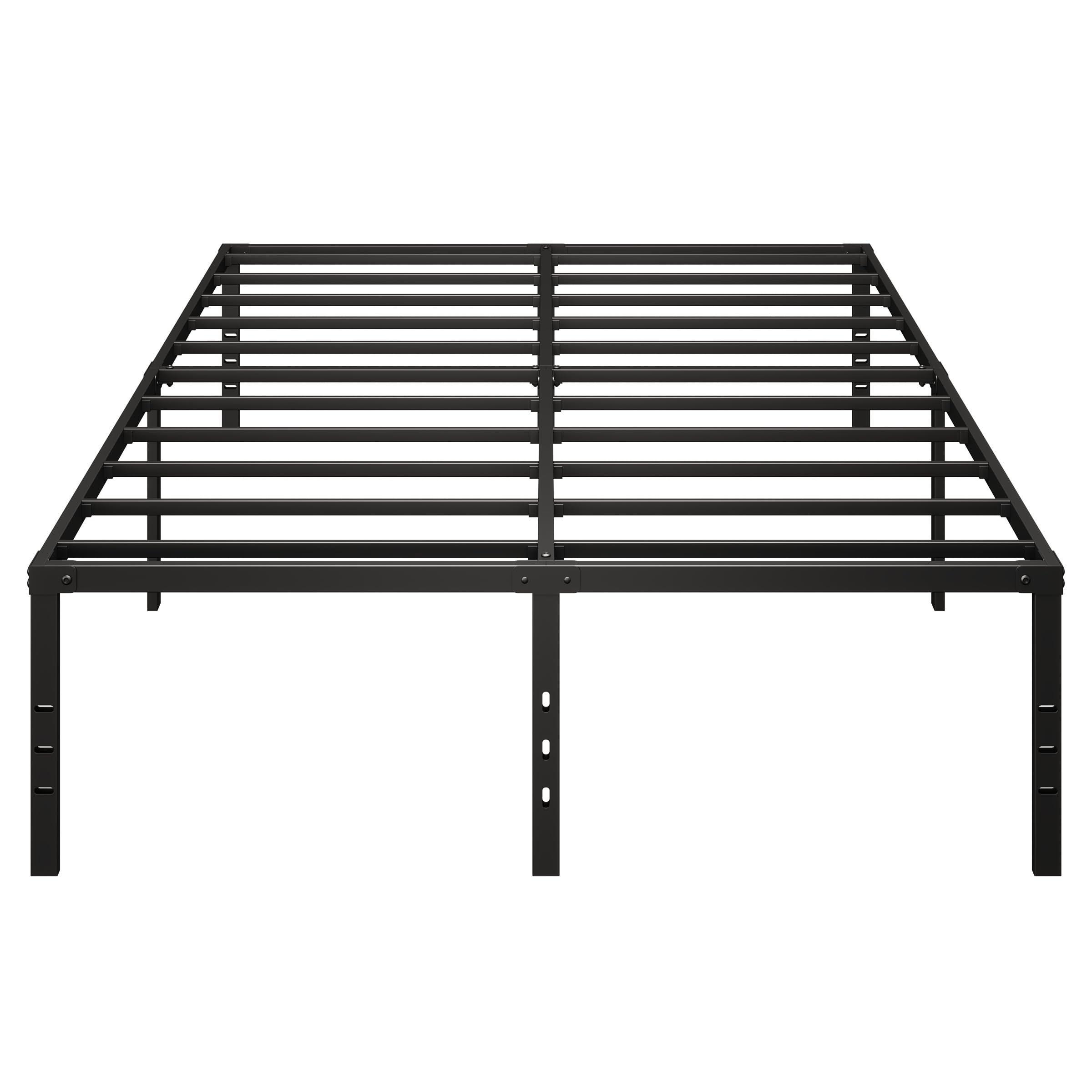 Jebosam 18 inch High Bed Frame Queen Size Heavy Duty Steel Support 2500 lbs Metal Queen Bed Frame No Box Spring Needed Non-Slip Noise Free Black Queen Platform Frame
