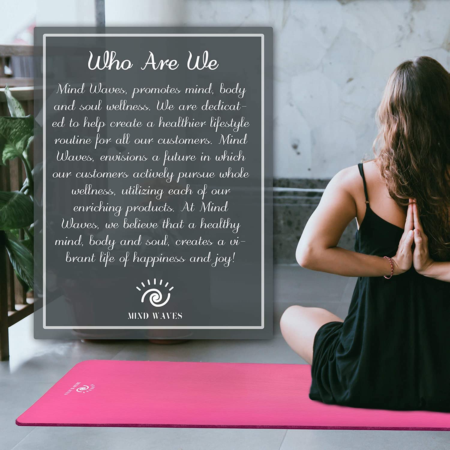 Mind Waves Extra Thick 1/2 inch Yoga Mat Non Slip Eco Friendly Anti- Tear Exercise Mat Strap Included (Pink)