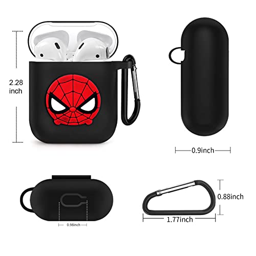 Surmoler for Airpods 1&2 Case Earphone Accessories Protective Silicone Case Cover with Free Keychain for Airpods 1&2 Charging Case(red and Black)