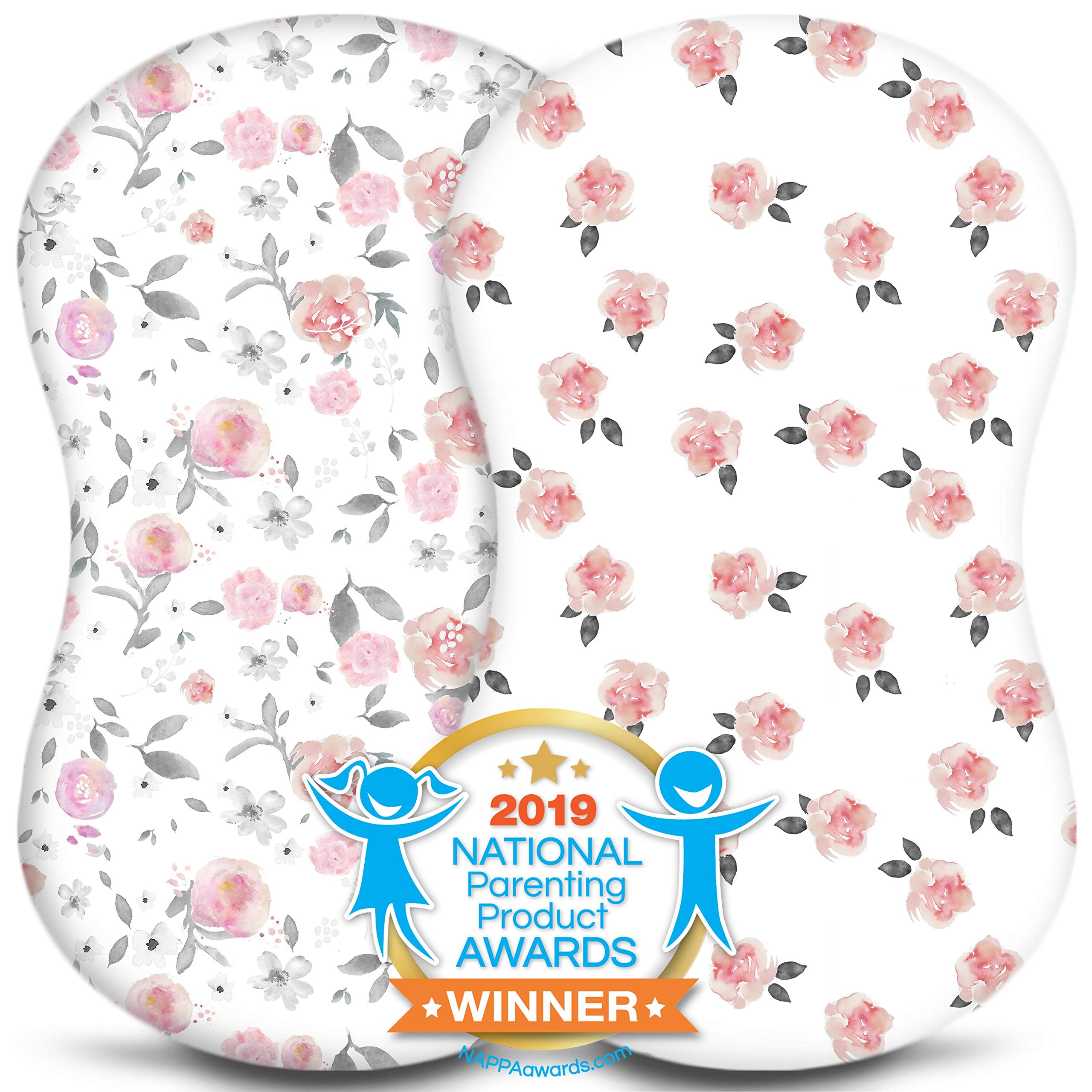 Kids ‘N Such Fitted Bassinet Sheets for Hourglass, Oval & Rectangular Bassinet Mattress, Petal, 2 Pack