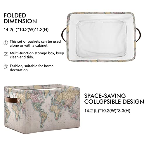 World Map Theme Storage Basket Set of 1 Organizer Storage Bin Foldable Storage Box with Handles for Home Nursery Clothes