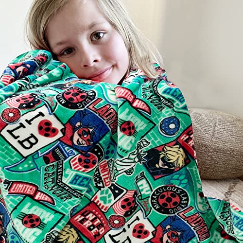 ZonLi Kids Blanket Flannel Fleece Throw Blanket Twin Size 60" x 80" Cat Noir Miraculous Ladybug Bluey Blankets for Boys Soft Fuzzy Plush Blanket Cozy for Travel Bed Saint Patrick Spring