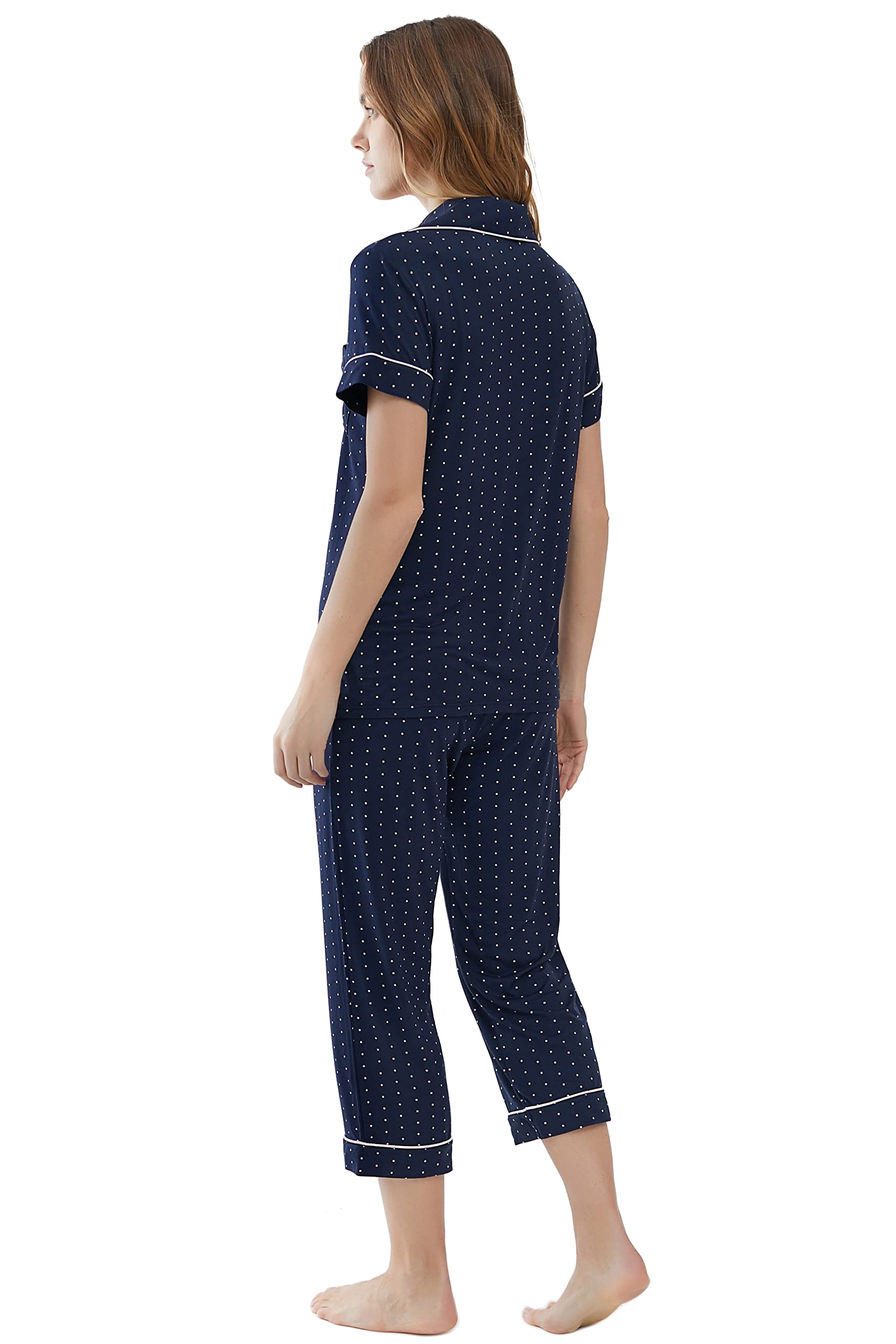 Joyaria Womens Bamboo Viscose Pajamas Set Cooling Moisture Wicking Pjs Night Sweats Sleepwear(White, Small)