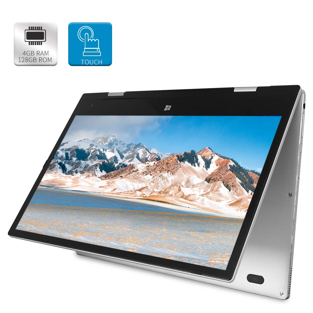 Jumper 11.6 inch Full HD Touchscreen Laptop 4GB RAM, 128GB eMMC 360 Degree Convertible Tablet PC Windows 10 Ultrabook PC Intel Celeron N4100 Quad Core Processor