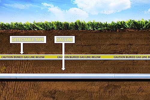 Swanson Tool Co DETY21005 2 inch by 1000 Foot 5 Mil Detectable Safety Tape"Caution Buried Gas Line Below" Yellow with Black Print
