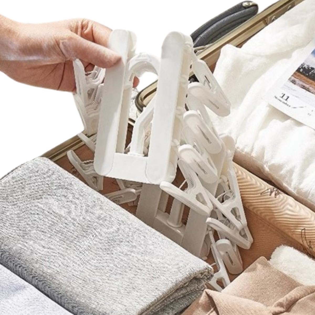 trrcylp Foldable Clothes Hanger with 24 Clips 3 Pack Clothes Drying Racks Windproof Collapsible Drying Racks for Laundry for Drying Socks Bras Underwears Hats Scarfs Towels and Diaper White