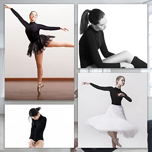 Javly Turtleneck Bodysuit for Women Long Sleeve Ballet Dance Leotards with Zipper on Back Undergarment Spandex Bodysuits Jumpsuits Black XXL