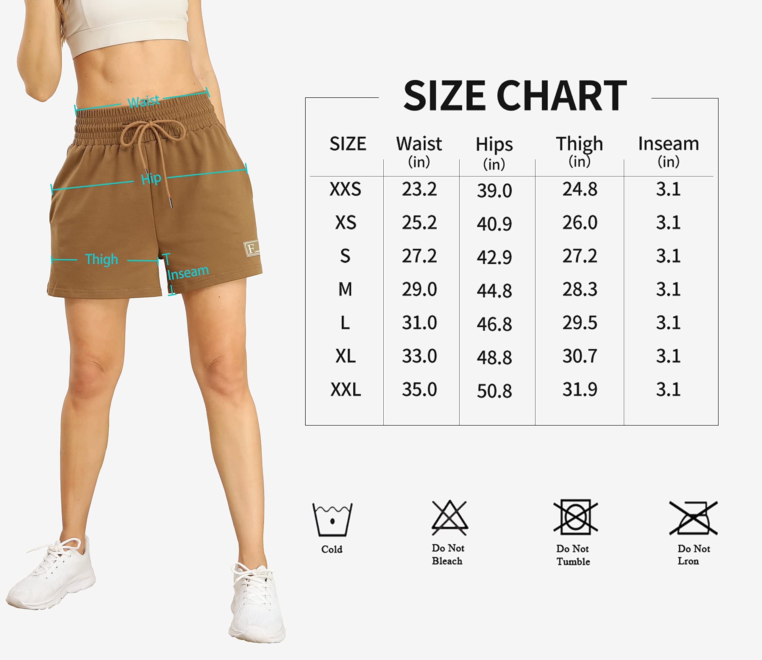 MIRITY Womens Casual Sweatpant Shorts with High Waist Drawstring and Pockets for comfy Sports