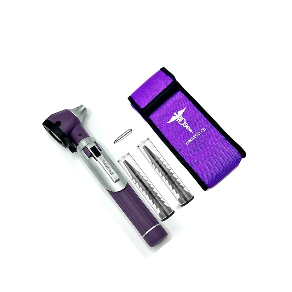Simaeco LED Pocket Size Otoscope with Light – Versatile Ear Scope Otoscope, Ideal for Adults and Pediatrics, Includes 20 Disposable Specula Tips (Purple)