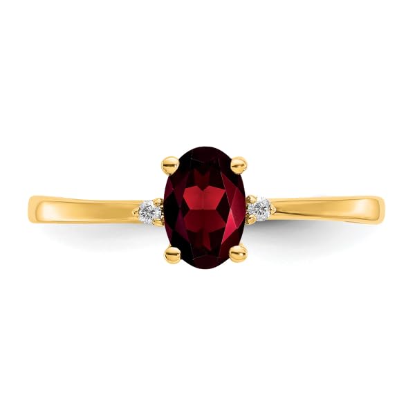 IceCarats 10K Yellow Gold Diamond Red Garnet January Birthstone Ring size 6