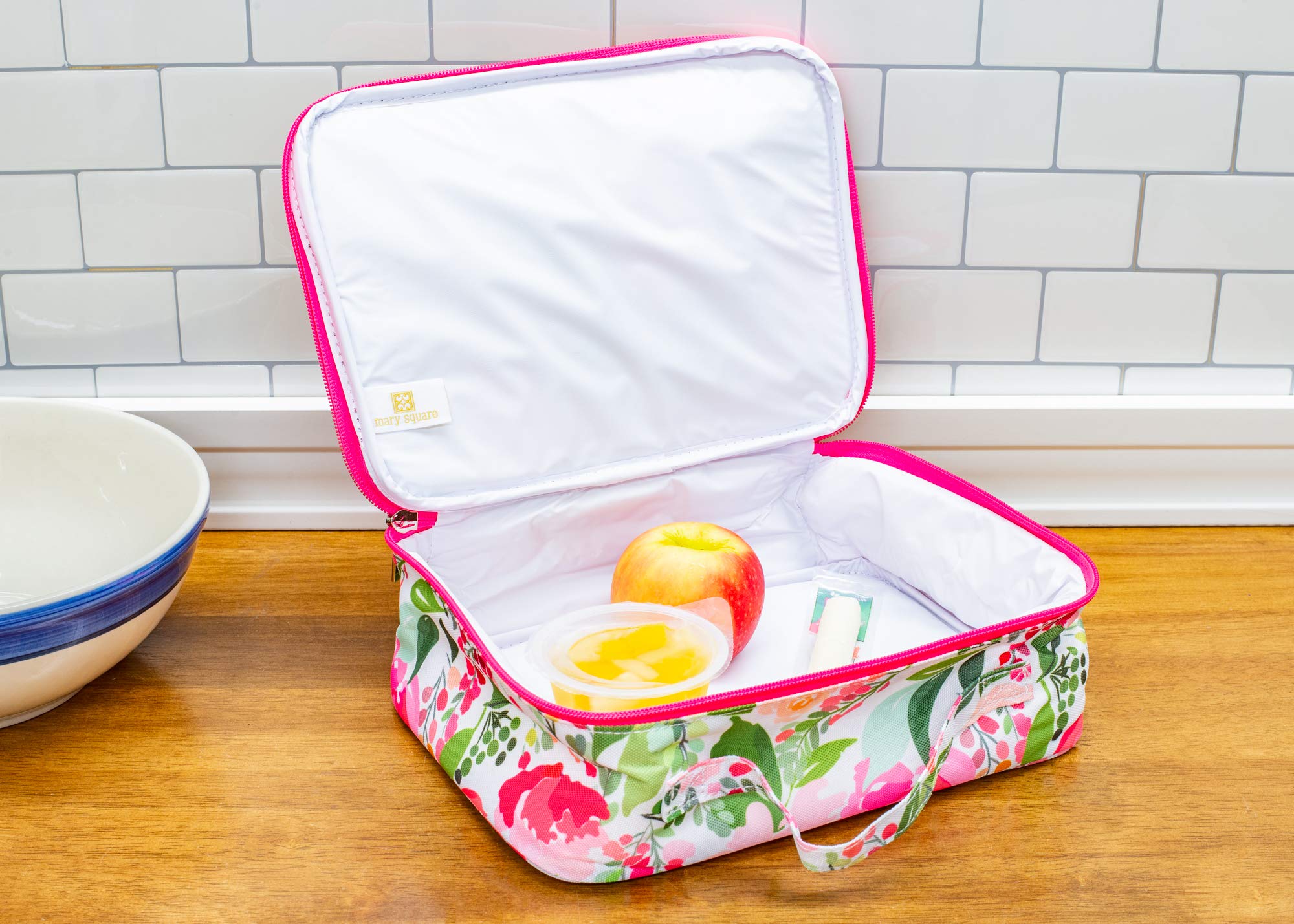 Mary Square Charlotte Floral Peony Water Resistant Soft Cooler Insulated Lunch Bag Tote