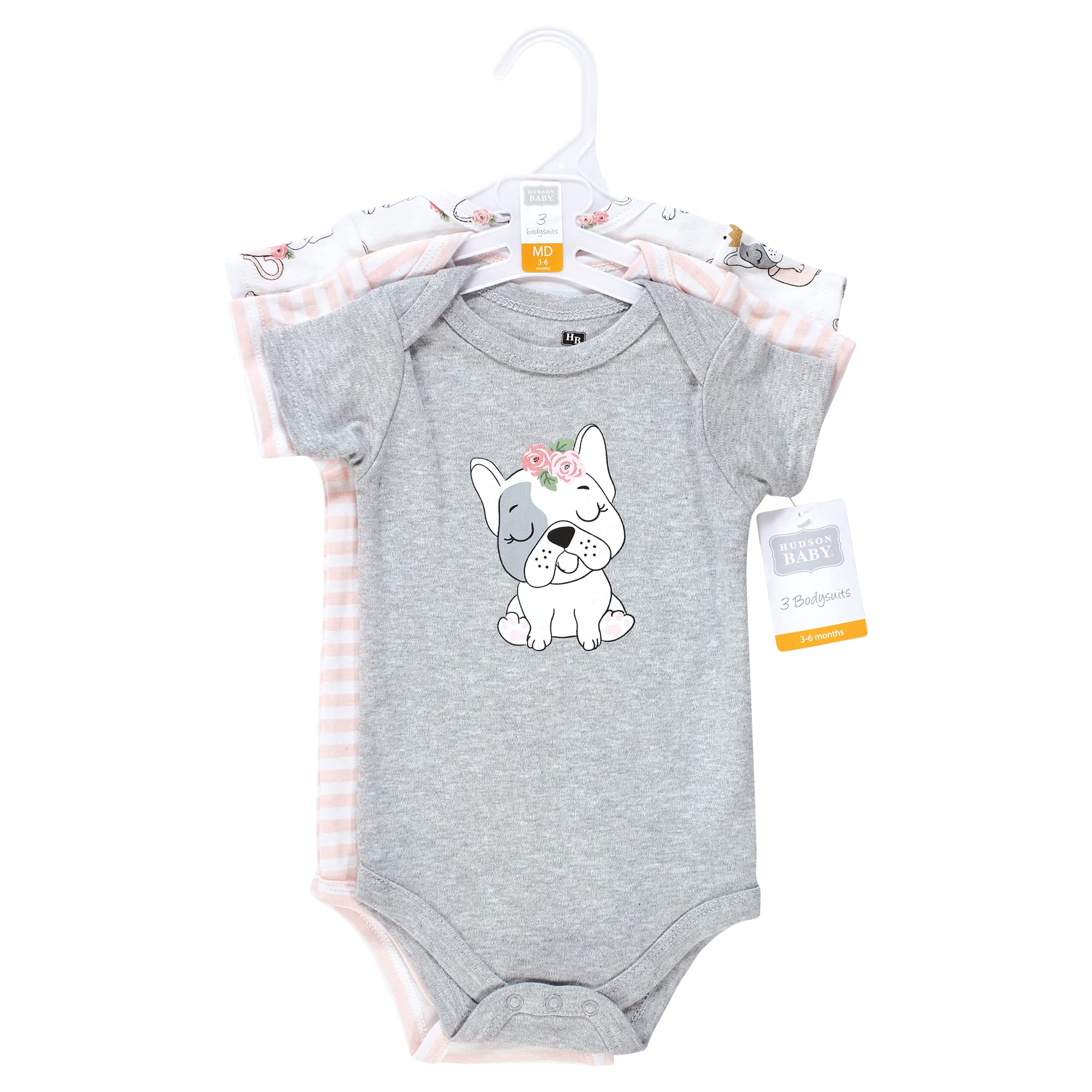 Hudson Baby Unisex Baby Cotton Bodysuits, Girl Whimsical Dog, 18-24 Months