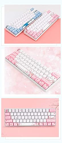 Manbala ZMX Cherry Blossom 61 Mechanical Keyboard,60%Compact Mechanical 61Keys 5.0Bluetooth/Type-C Wired Dual-Mode RGB Backlit Five-Sided Sublimation PBT Keycap Gaming Keyboard (Red Switch, Pink)