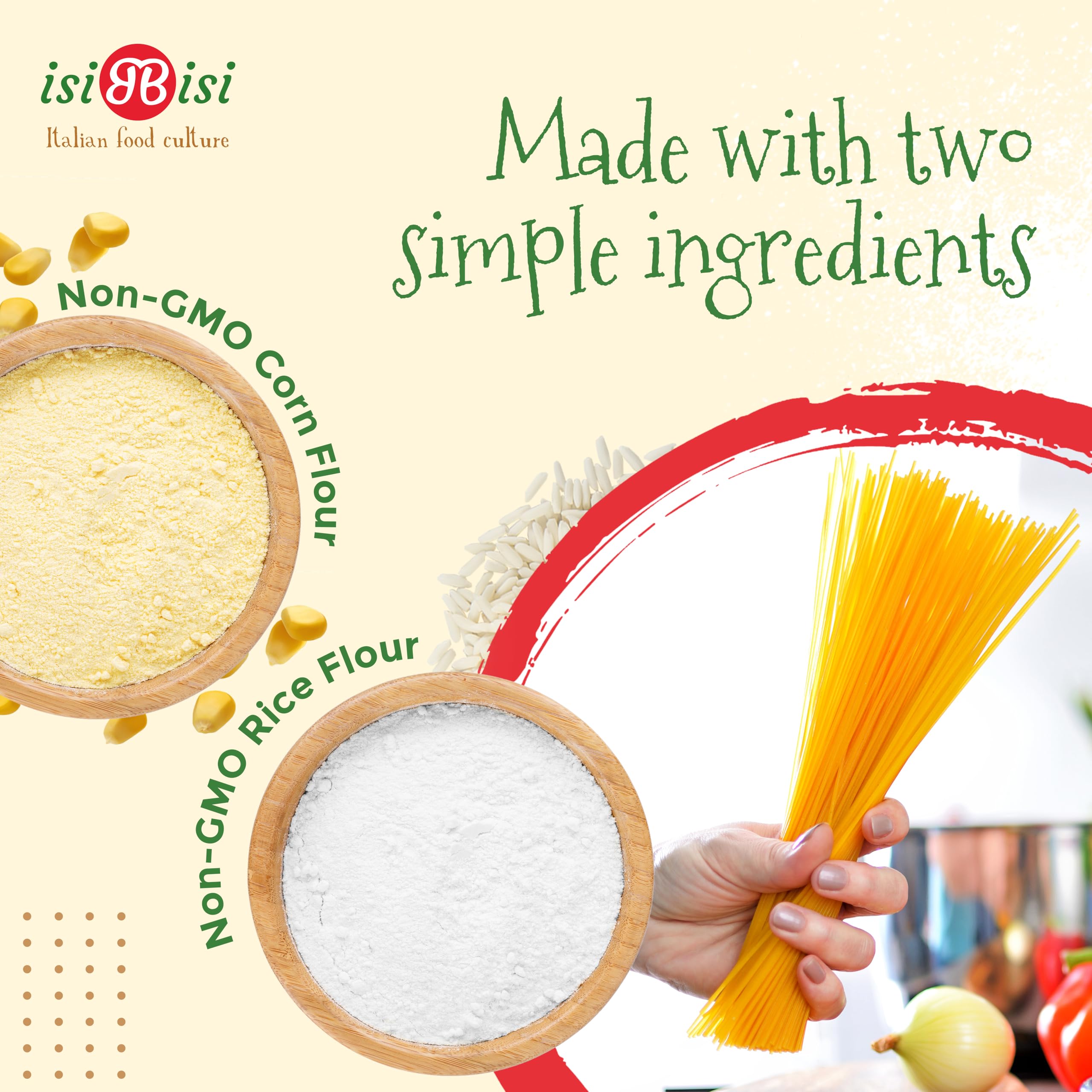 isiBisi Spaghetti Pasta - Organic Pasta Noodles, Authentic Italian Spaghetti - Vegan, Non GMO, Rice and Corn Flour - Made in Italy
