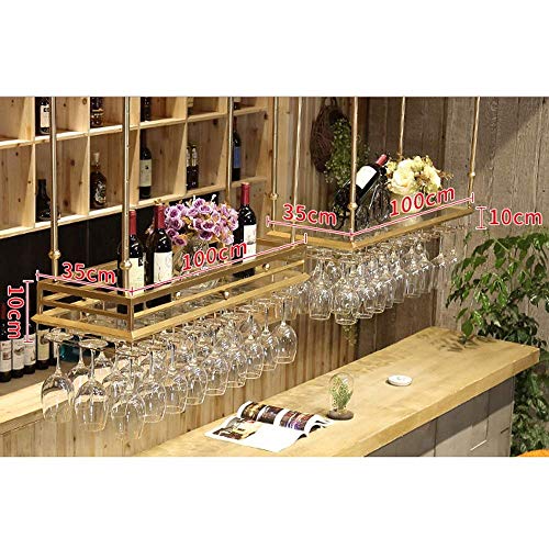 Wine Glass Holder Inverted Wine Rack Simple Style Iron Hanging Wine Glass Holder Ceiling Decorative Frame J1013, PIBM, b, 120x35cm