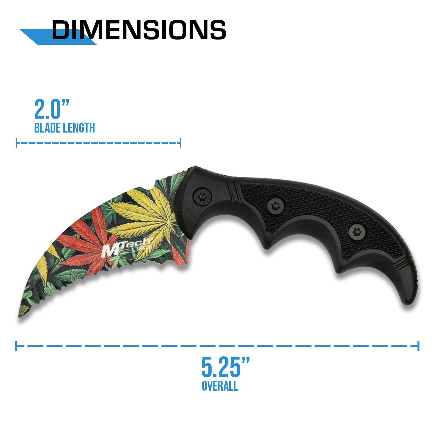 MTECH USA β Fixed Blade Knife β Serrated Hawkbill Blade w/Multi-Color Weed Pattern, Black Injection Molded Handle, Full Tang, Nylon Fiber Sheath - Hunting, Camping, Survival, EDC β MT-20-63WD