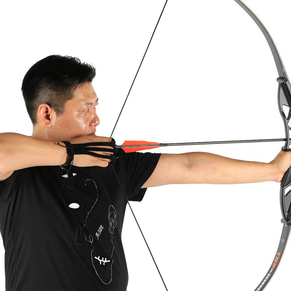 IRQ Archery Finger Tab 3 Finger Gloves Hunting Hand Protector for Bow and Arrow Black