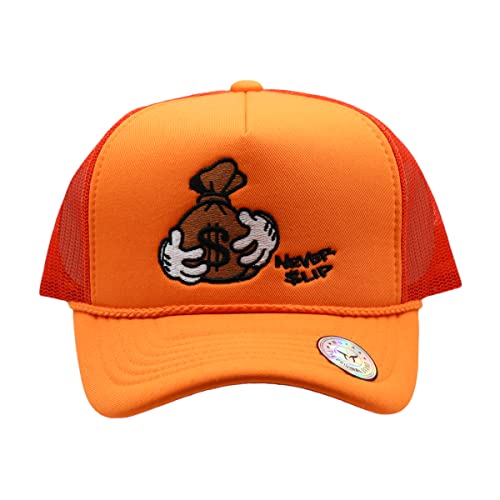 MU:KA: Foam Front Rope Trucker Hats Women Men Streetwear Trucker Hat Mesh Back Baseball Cap Adjustable Snapback (Money Bag (Orange))
