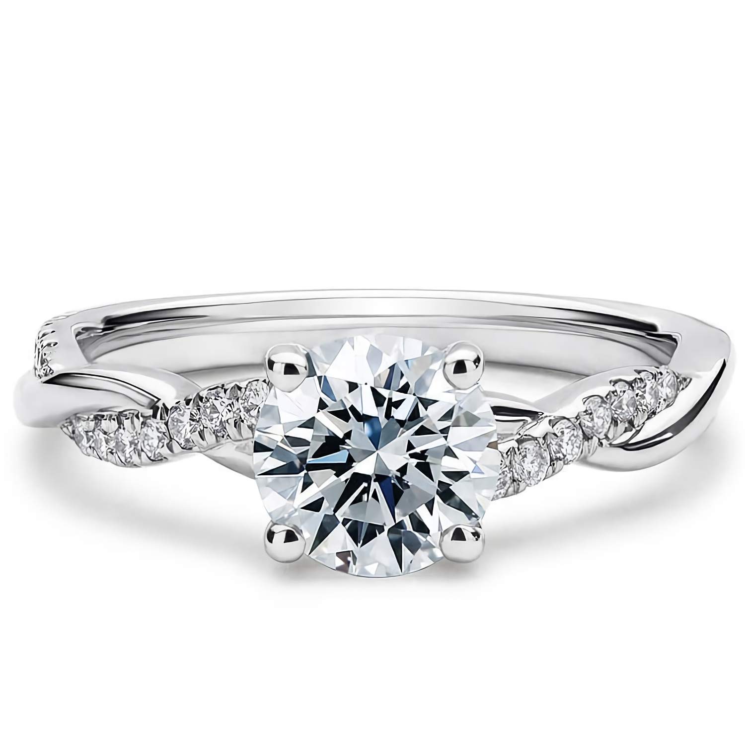 Molioaki 1.16 Carat (ctw) moissanite engagement rings for women Platinum Plated Silver ring moissanite rings-7size