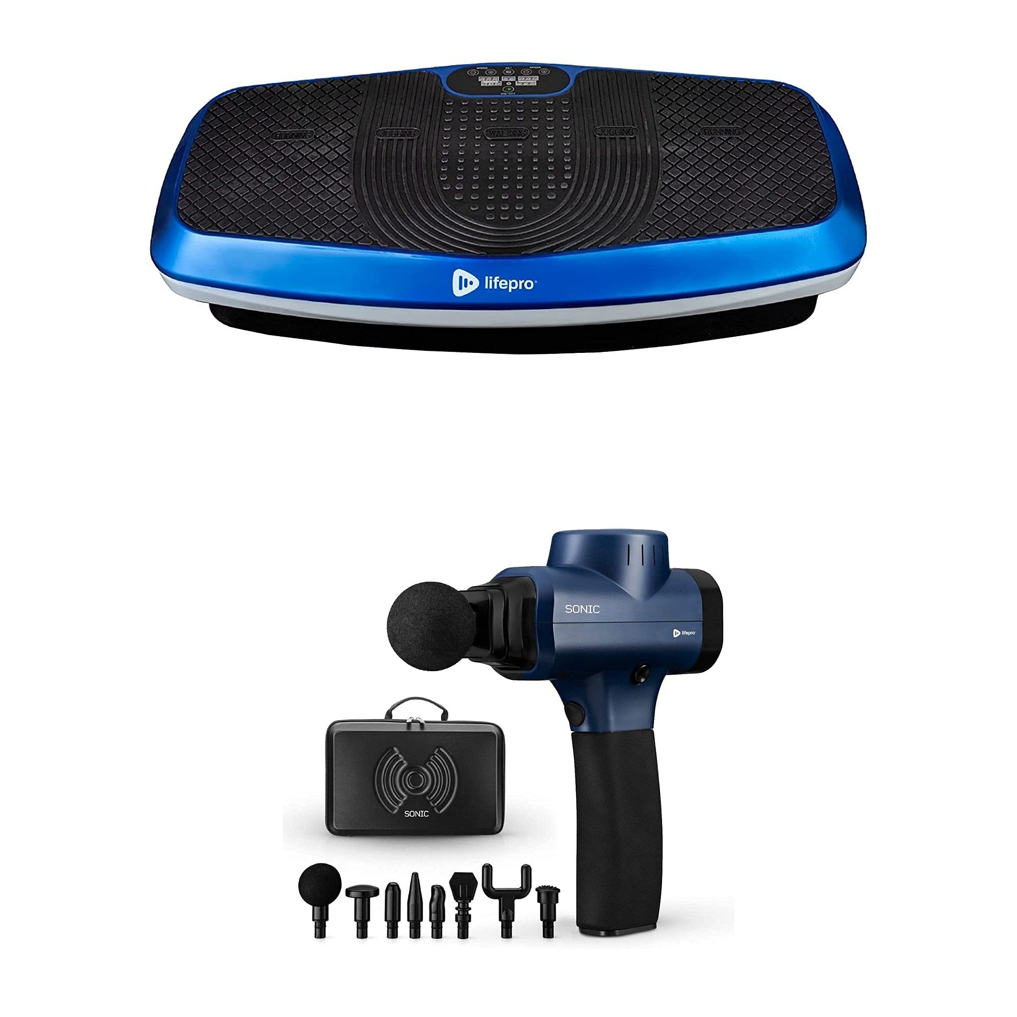 LifePro Hovert 3D Vibration Plate Machine, and Sonic Handheld Percussion Massage Gun Bundle
