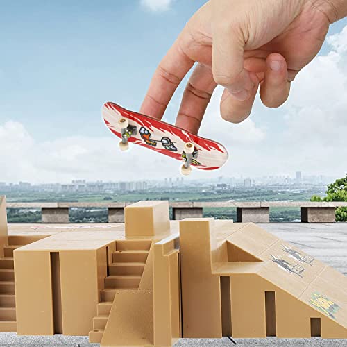 Mini Finger Skateboards Toys, Wooden Fingerboard, Professional Finger Board Ultimate Sport Training Props with Fingerboard Non Slip Foam Grip Tape, Screwdriver(Finger Skateboard Pattern Random)