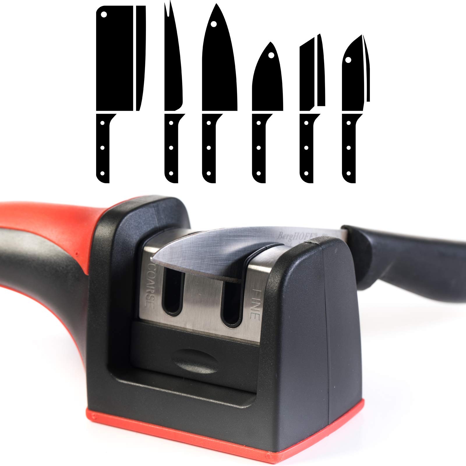 HUJI Professional Kitchen 2 Stage Chefs Knife Sharpener Help Repair, Restore, and Polish Blades with Soft Grip Safety Handle, Easy to Use