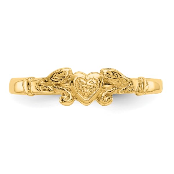 IceCarats 14K Yellow Gold Heart Love Ring Size 1
